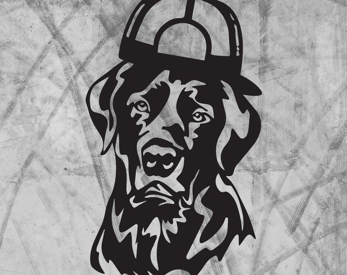 Lab With Backwards Hat Premium Vinyl Decal! 4 Colors! 8 Sizes! - Etsy