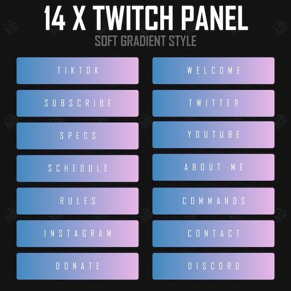 Twitch Customizable 'soft Gradient Style' 14 Panels - Etsy