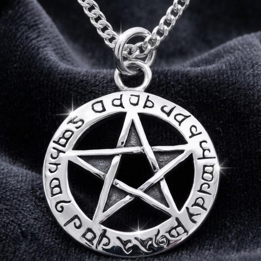 Elfin Runes Pentagram Pentacle Pendant, Sterling Silver Occult ...