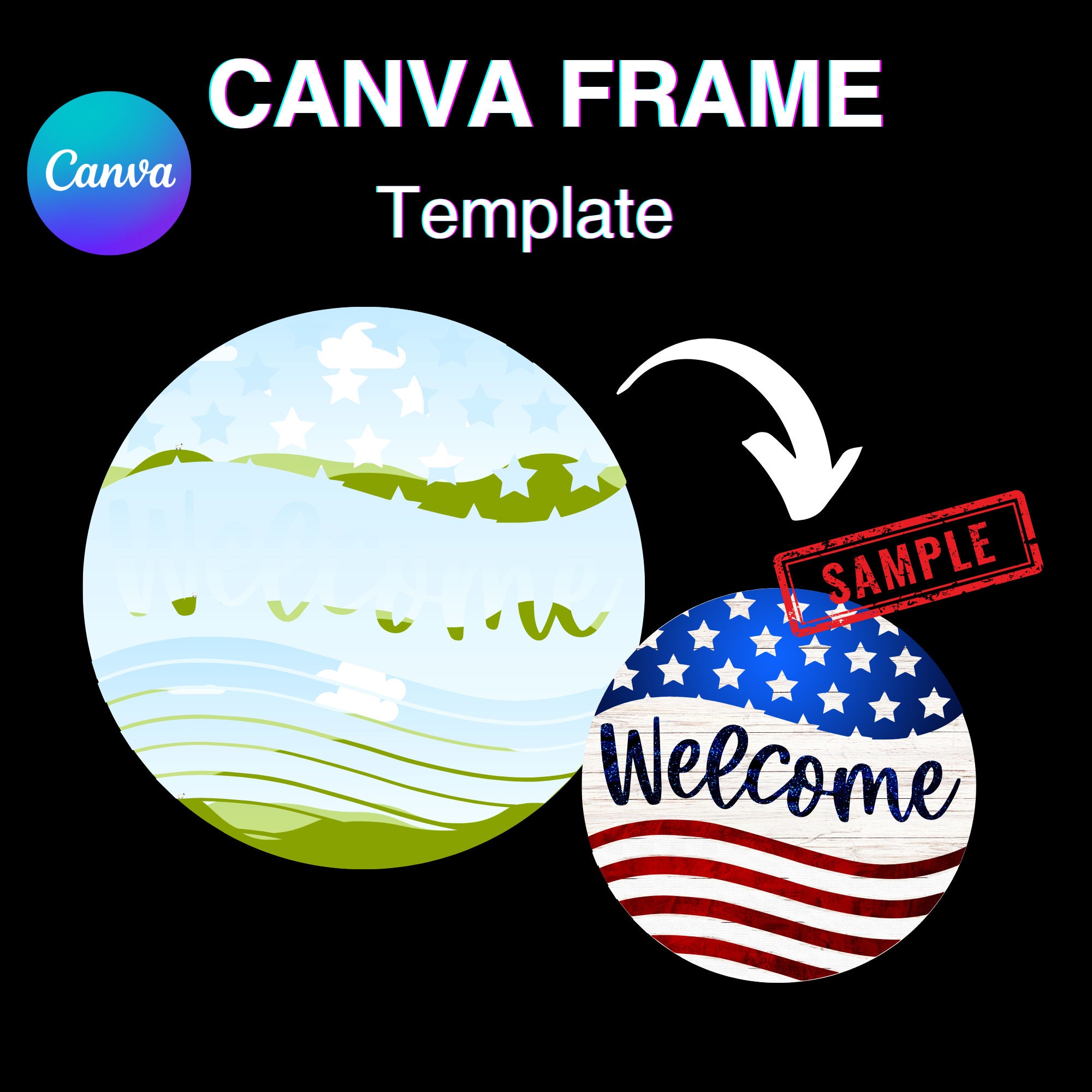 Welcome American Flag Canva Frame Template, USA Patriotic Independence ...