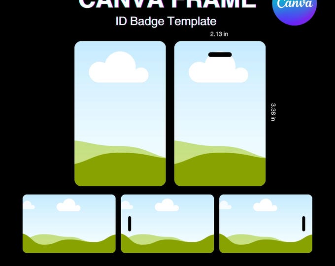 ID Badge Tags Canva Frame Template, ID Card Tag Accessories Canva Fill Your Own, Add Background ...