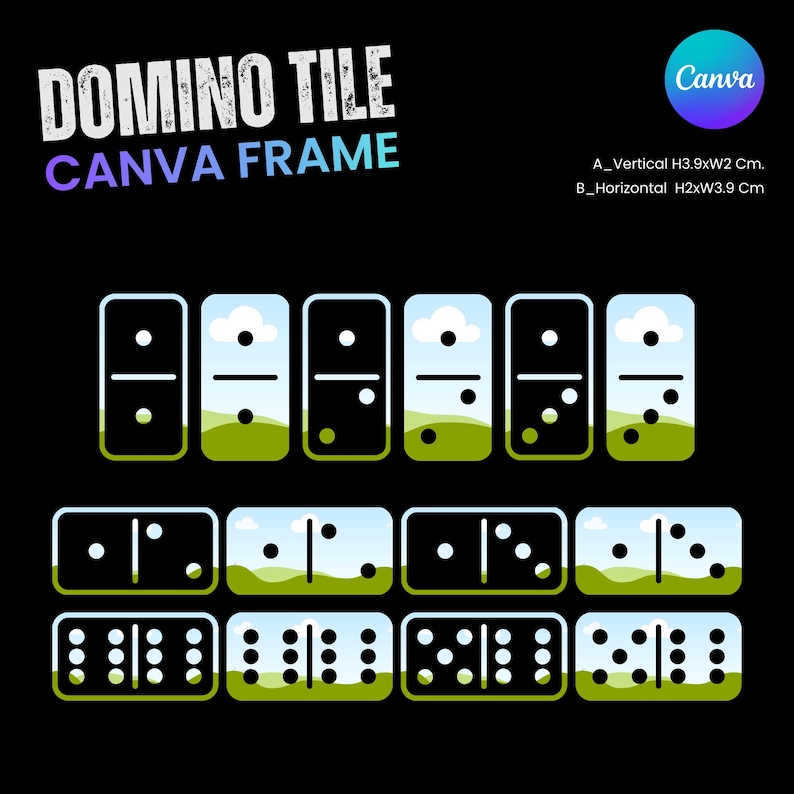 Domino Tile Canva Frame Round Corner, Add Photo Editable Canva Template ...