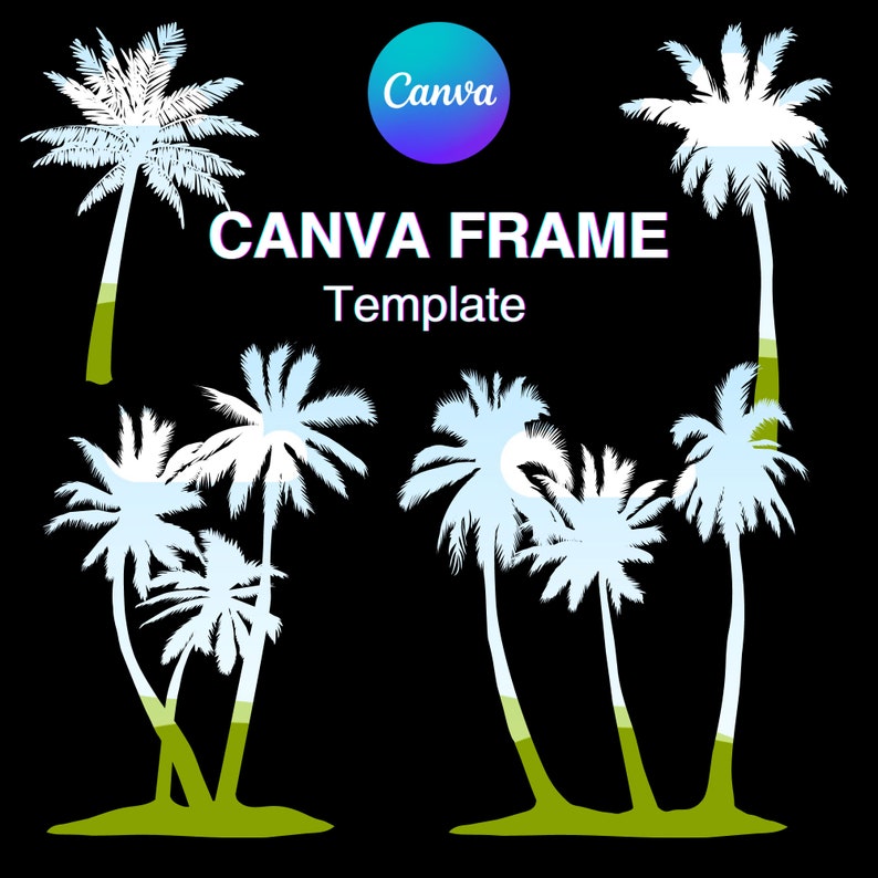 Palm Tree Canva Frame Template, Coconut Tree Fill Your Own, Add ...