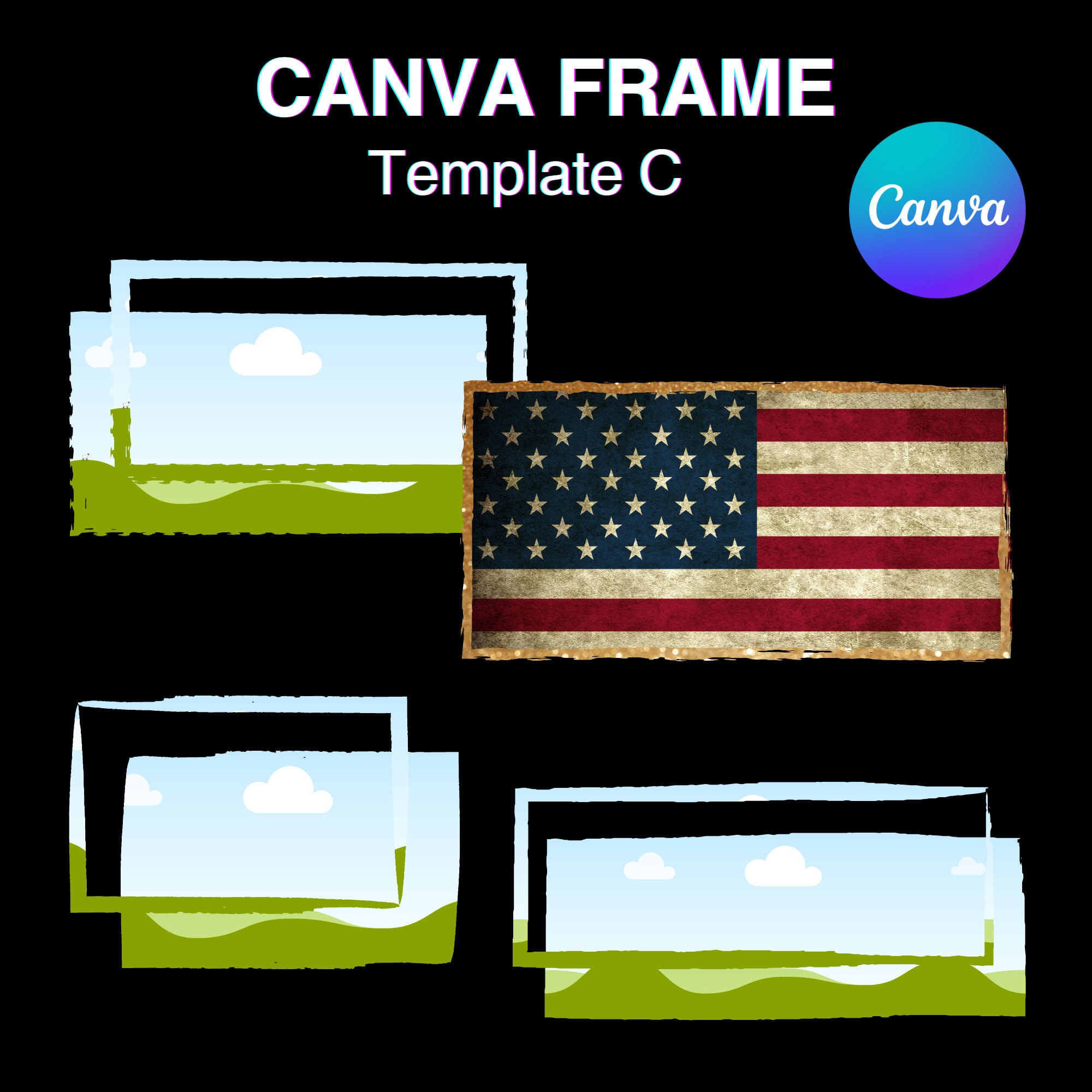 Grunge Canva Frame Template Distressed Square Photo Frame Bleach Effect ...