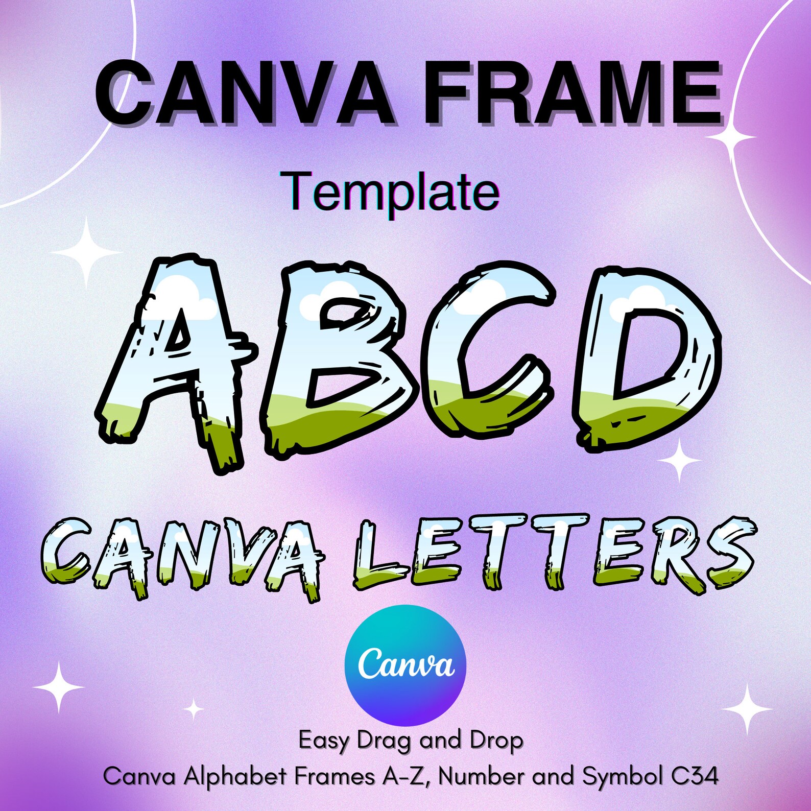 Canva Letters Frame, Canva Frame Alphabet Template, UPPERCASE and ...