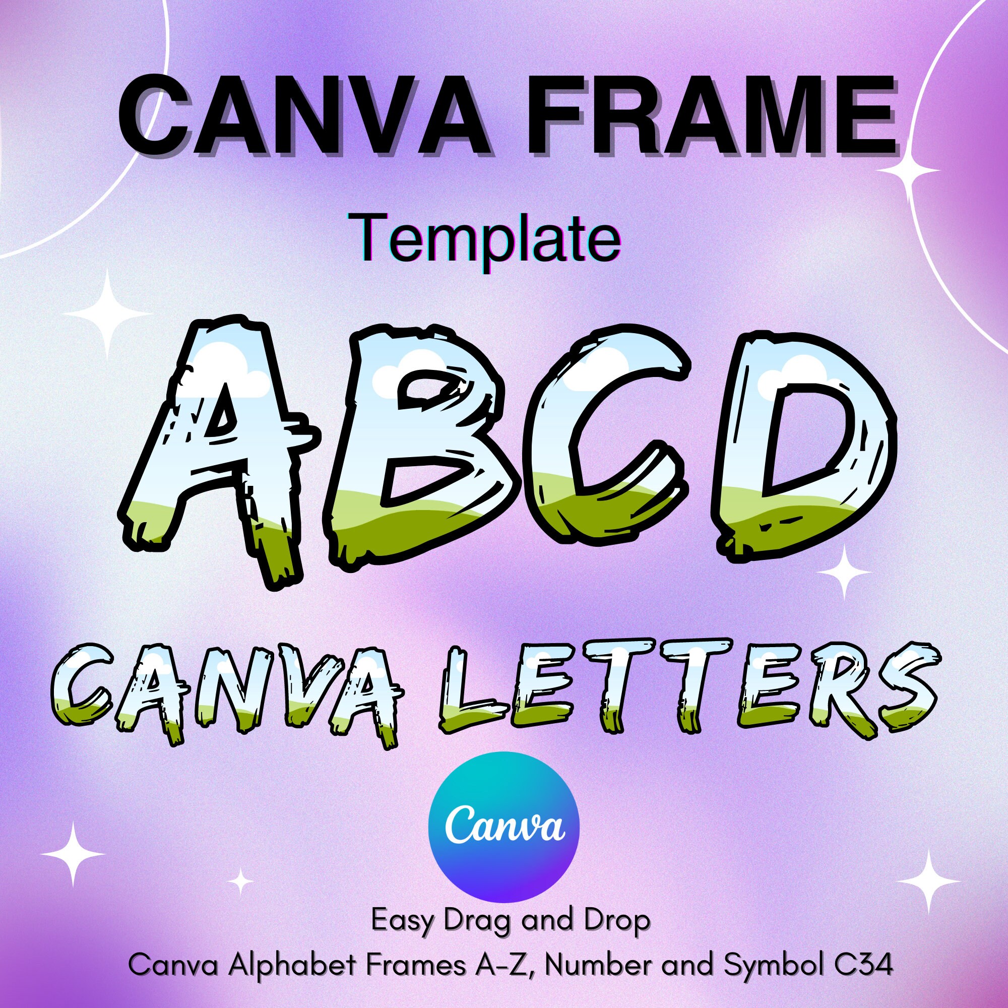 Canva Letters Frame, Canva Frame Alphabet Template, UPPERCASE and ...