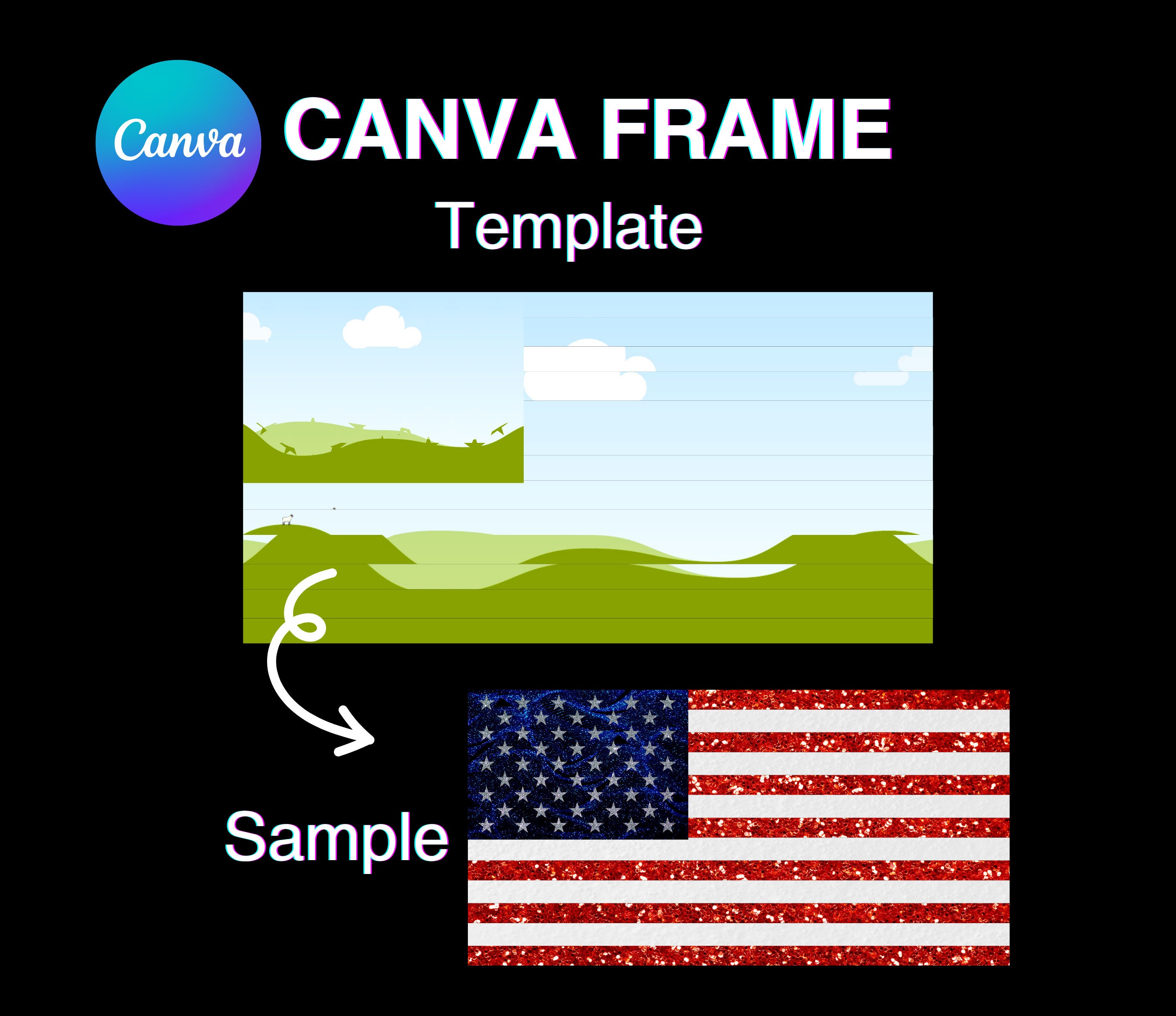 American Flag Canva Frame Template, USA Patriotic Independence Day Fill ...