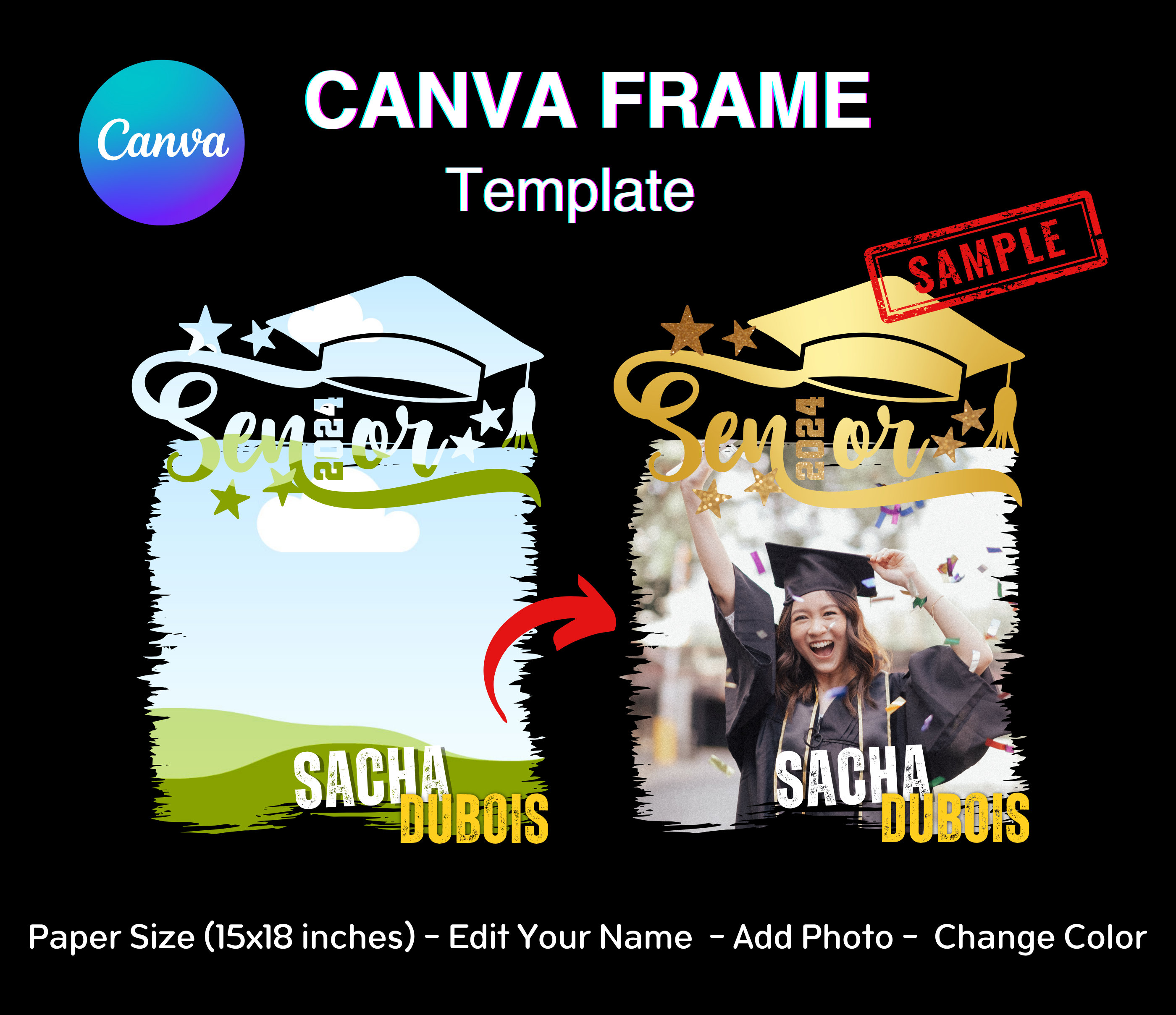 Seniors 2024 Canva Frame Graduation Class of 2024 Add Photo Fill Your ...