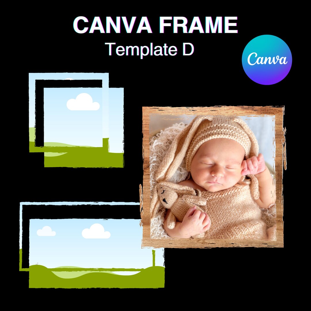 Grunge Canva Frame Template Distressed Square Photo Frame Bleach Effect ...