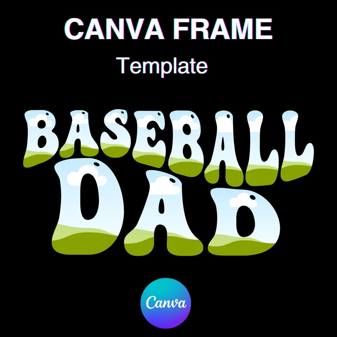 Baseball DAD Canva Frame Template, Baseball Mother's Day Groovy Vintage ...