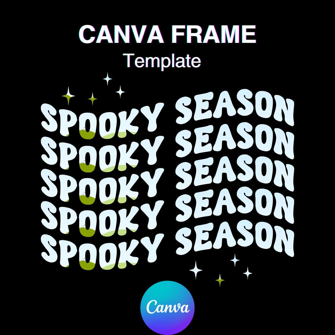 Spooky Season Canva Frame Template, Halloween Groovy Retro Fill Your ...