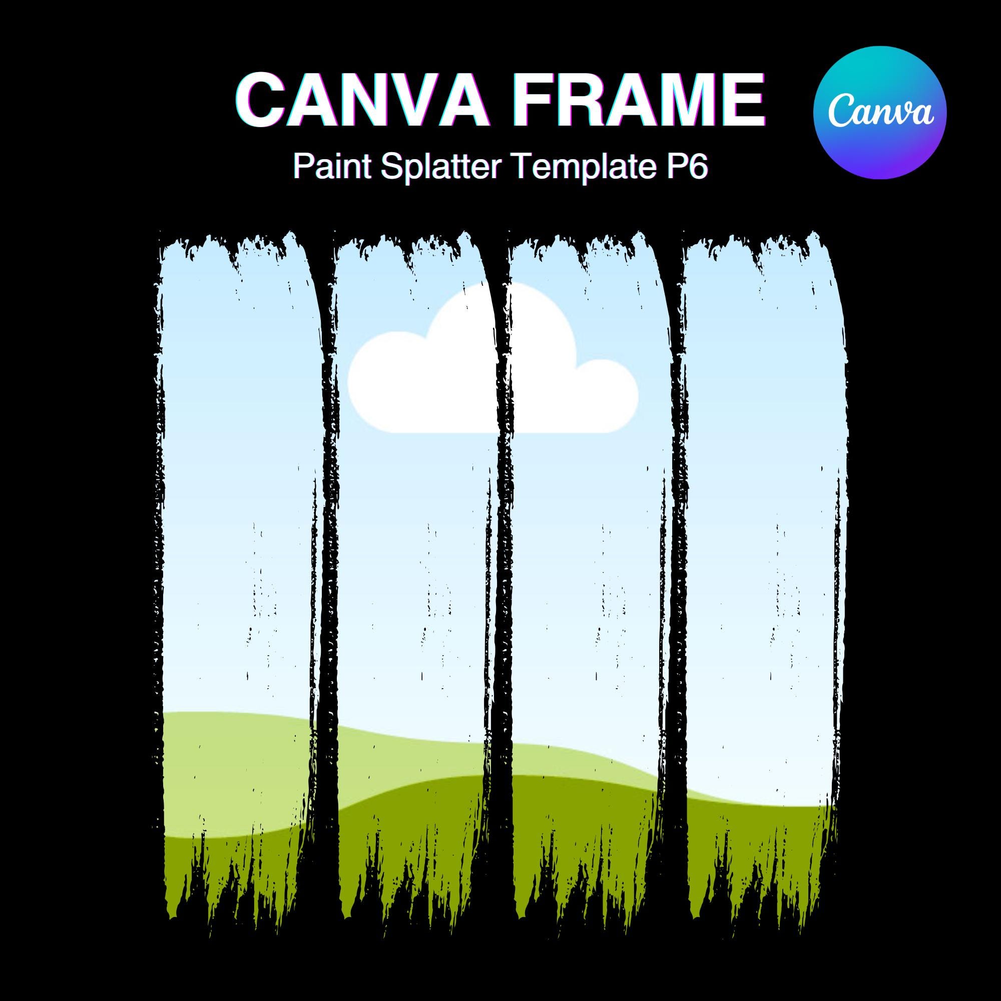 Paint Brush Stroke Canva Frame Template Watercolor Bleach Effect Brush ...