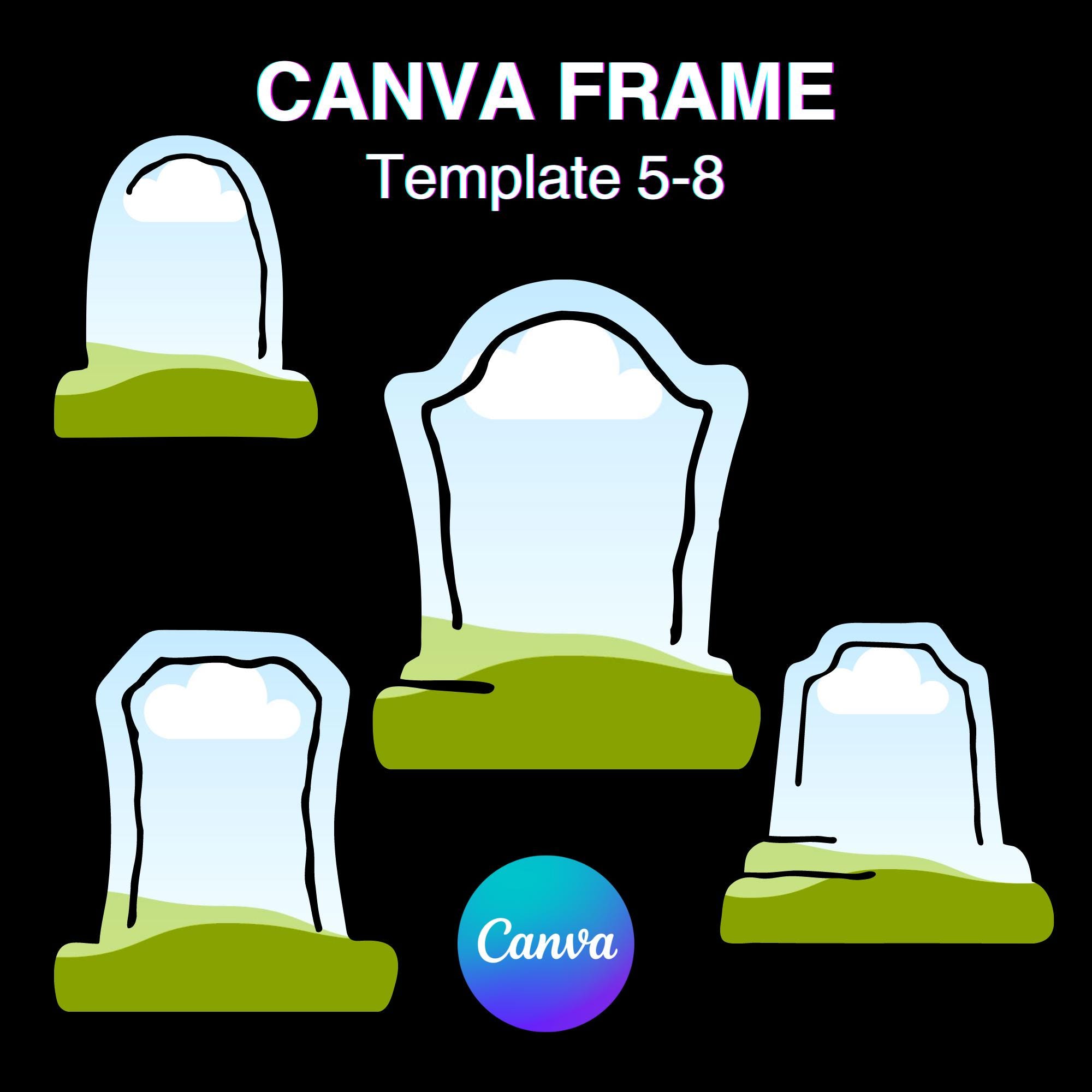 Gravestone Canva Frame Template, Halloween Tomb Fill Your Own, Add ...