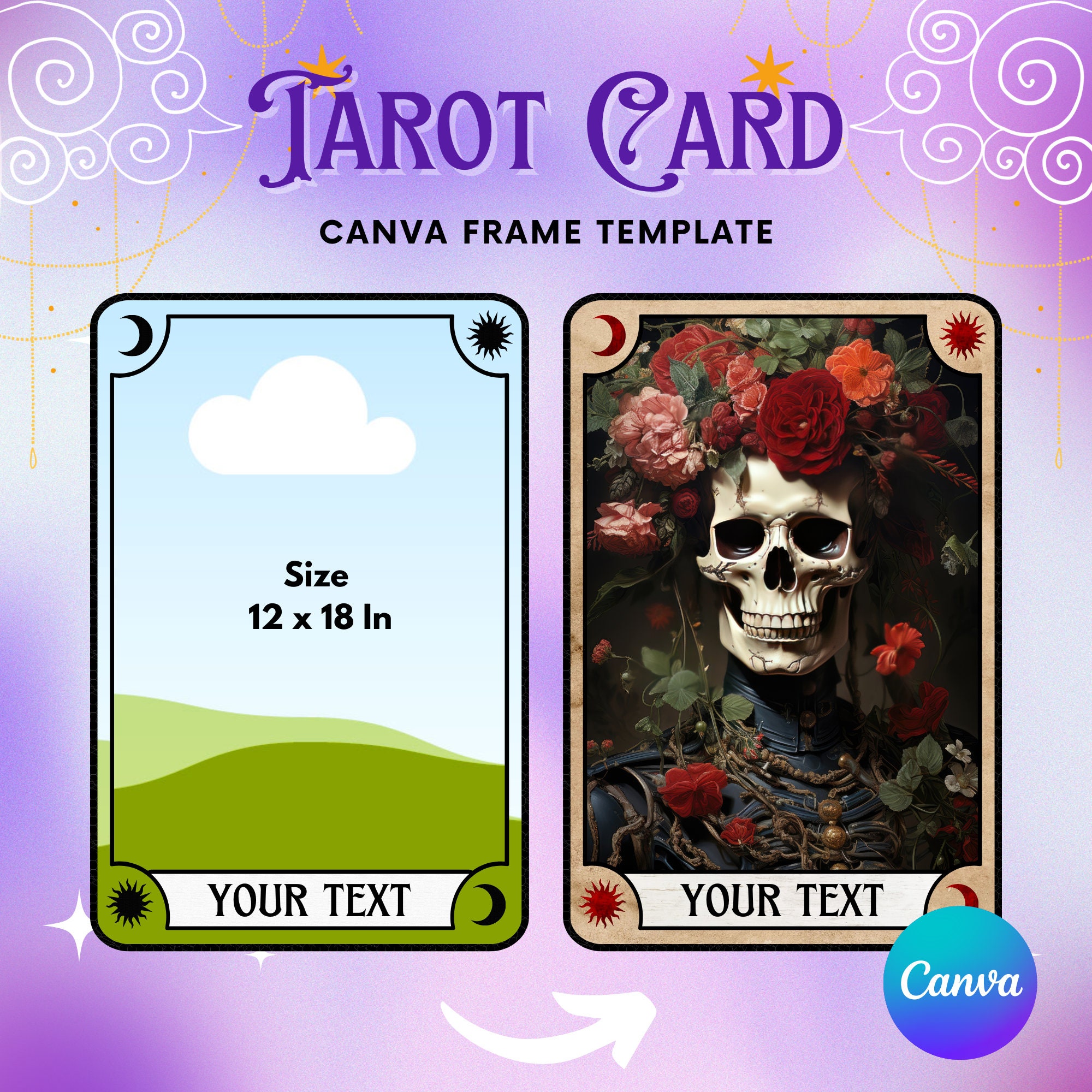 Tarot Card Canva Frame Editable Template Create Fill Your Own , Add ...