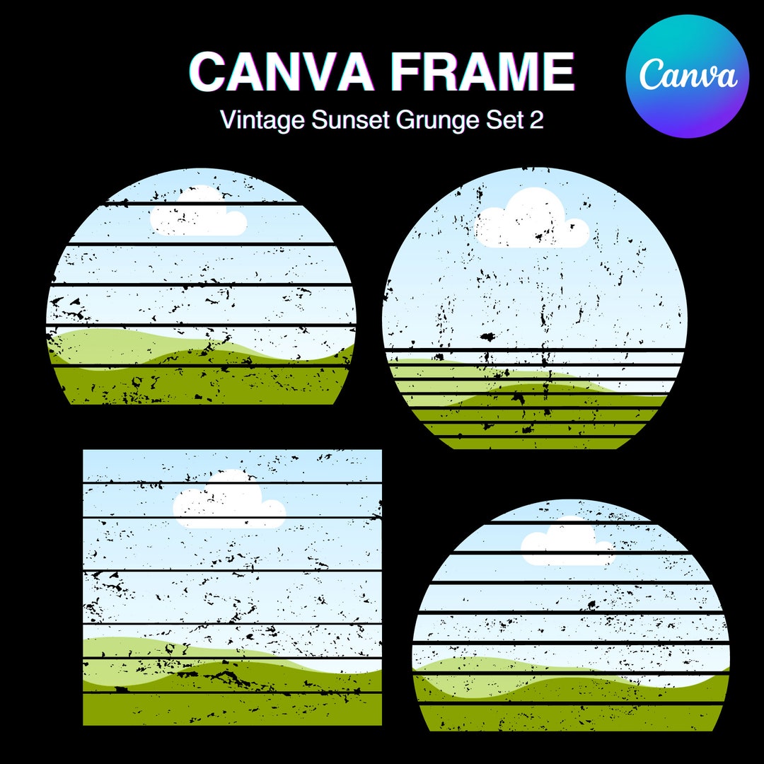Retro Sunset Canva Frame Template, Summer Grunge Distressed Photo Frame ...