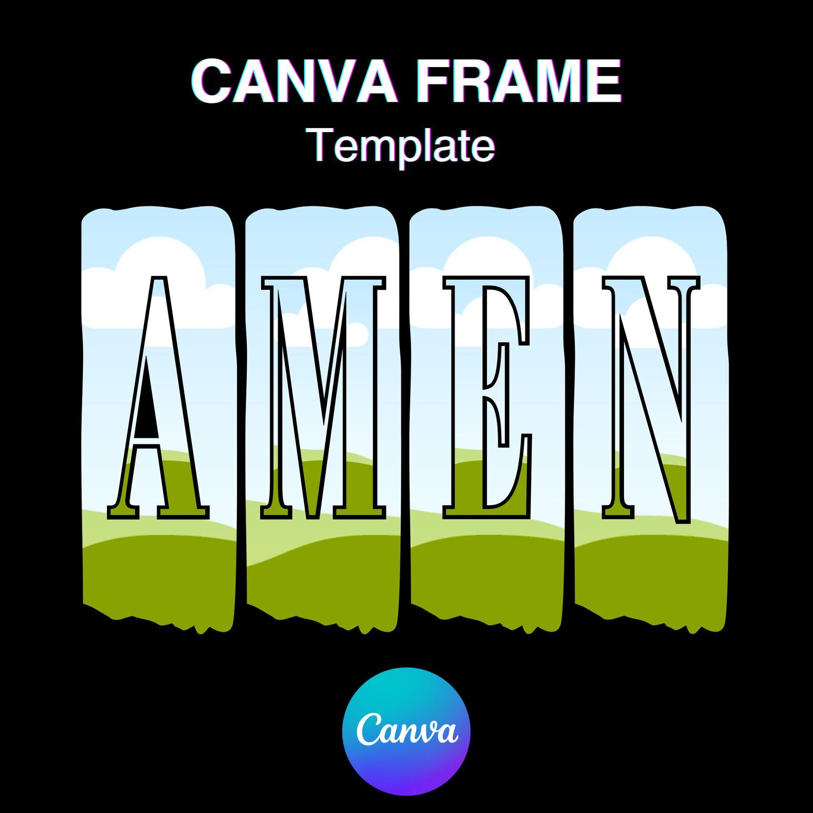 AMEN Paint Brush Stroke Canva Frame Template Watercolor Bleach Effect ...