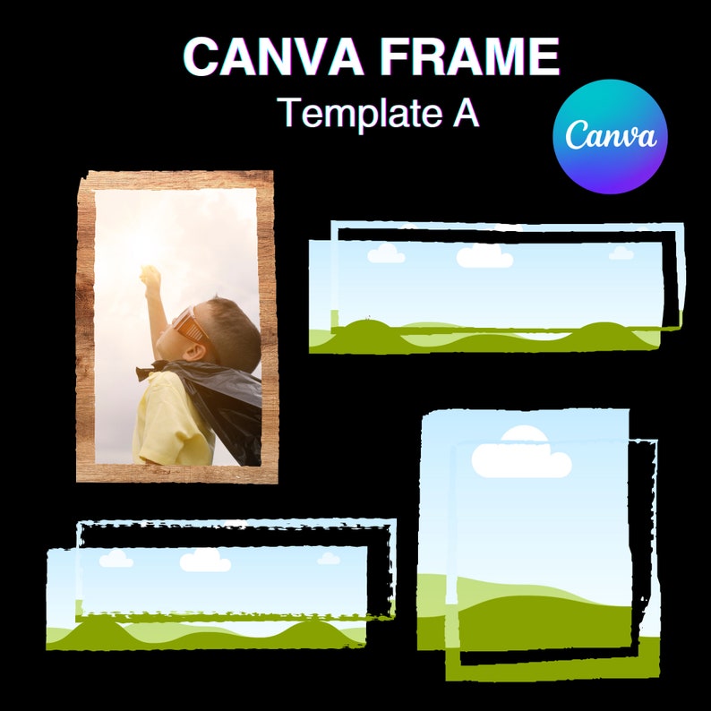 Grunge Canva Frame Template Distressed Square Photo Frame Bleach Effect ...