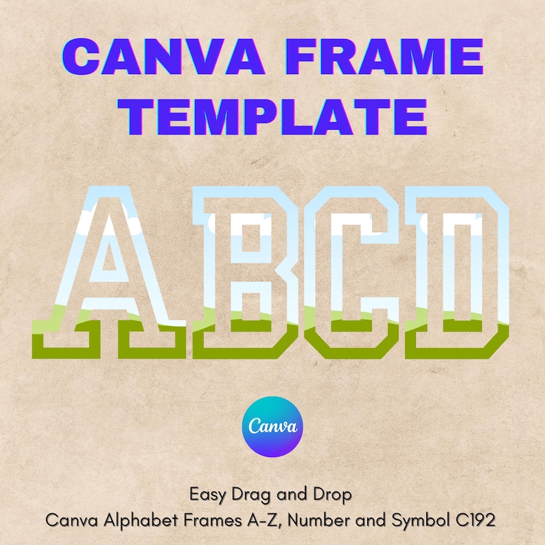 Canva Letters Frame, Canva Frame Alphabet Template, UPPERCASE and ...