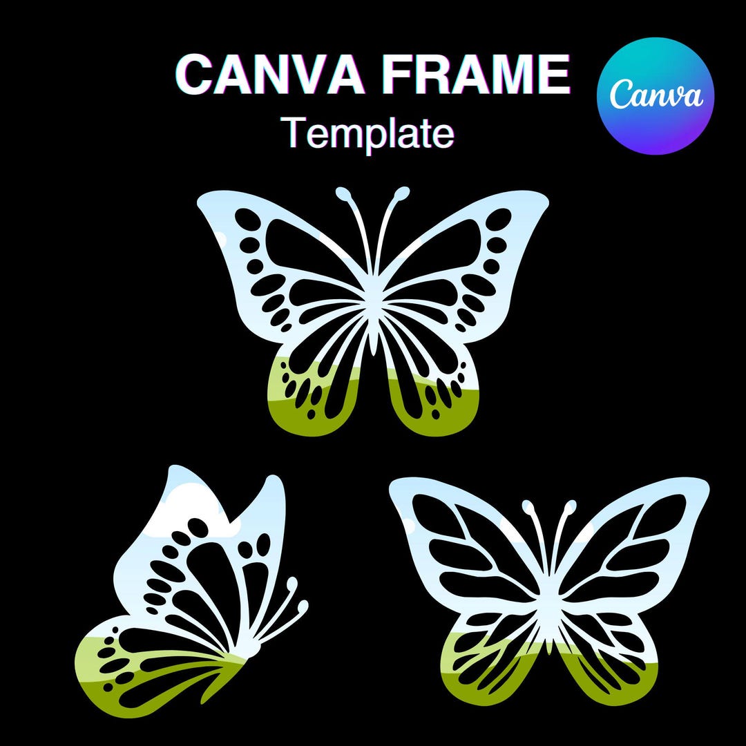 Butterfly Canva Frame Template Add Photo Frame Fill Your Own , Add ...
