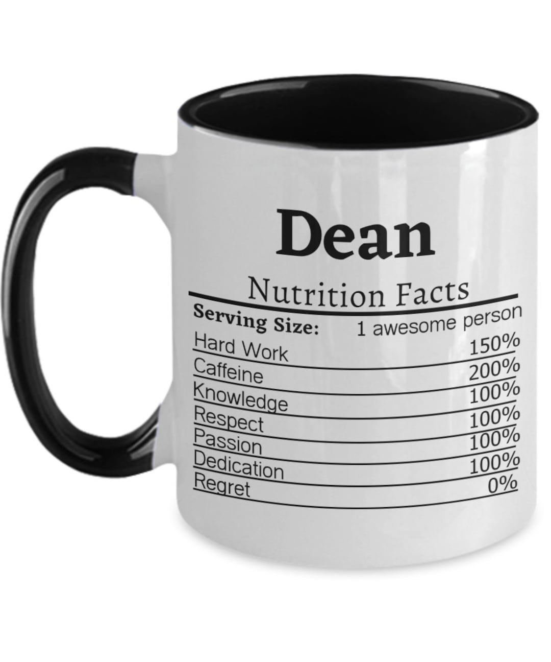 Dean Nutrition Facts Mug Dean Gift for Dean Gift Ideas Dean ...
