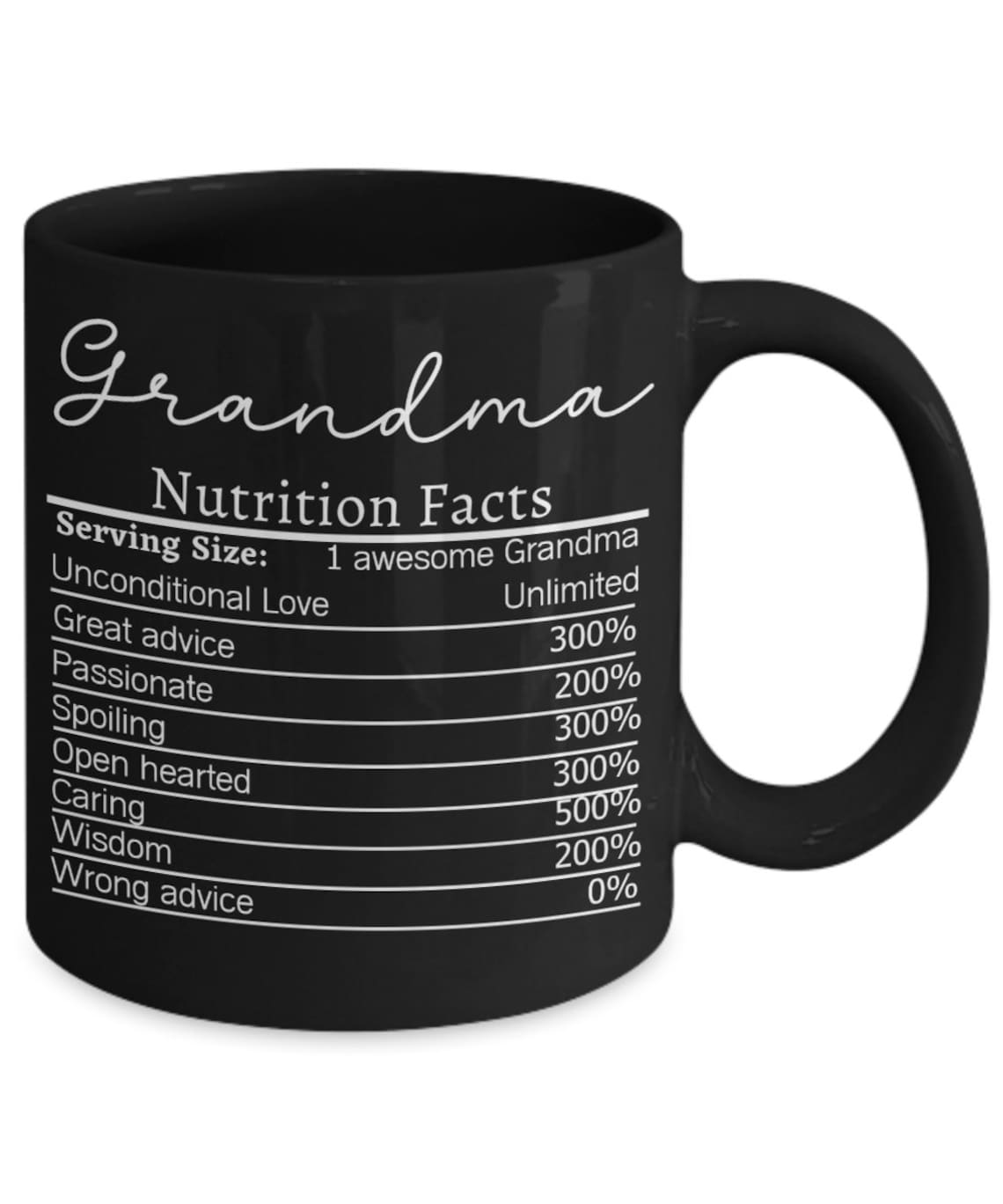 Grandma Nutrition Facts Mug Grandma Gifts for Grandma Coffee - Etsy