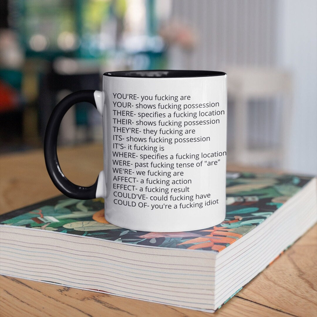 English Teacher Mug Funny English Grammar Mug Contractions Coffee Cup ...