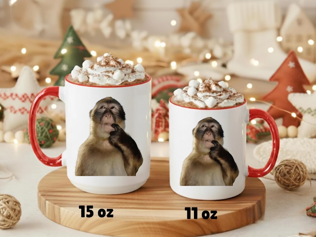 Funny Monkey Meme Mug, Unhinged Humor Gift, Sarcastic Thinking Monkey ...