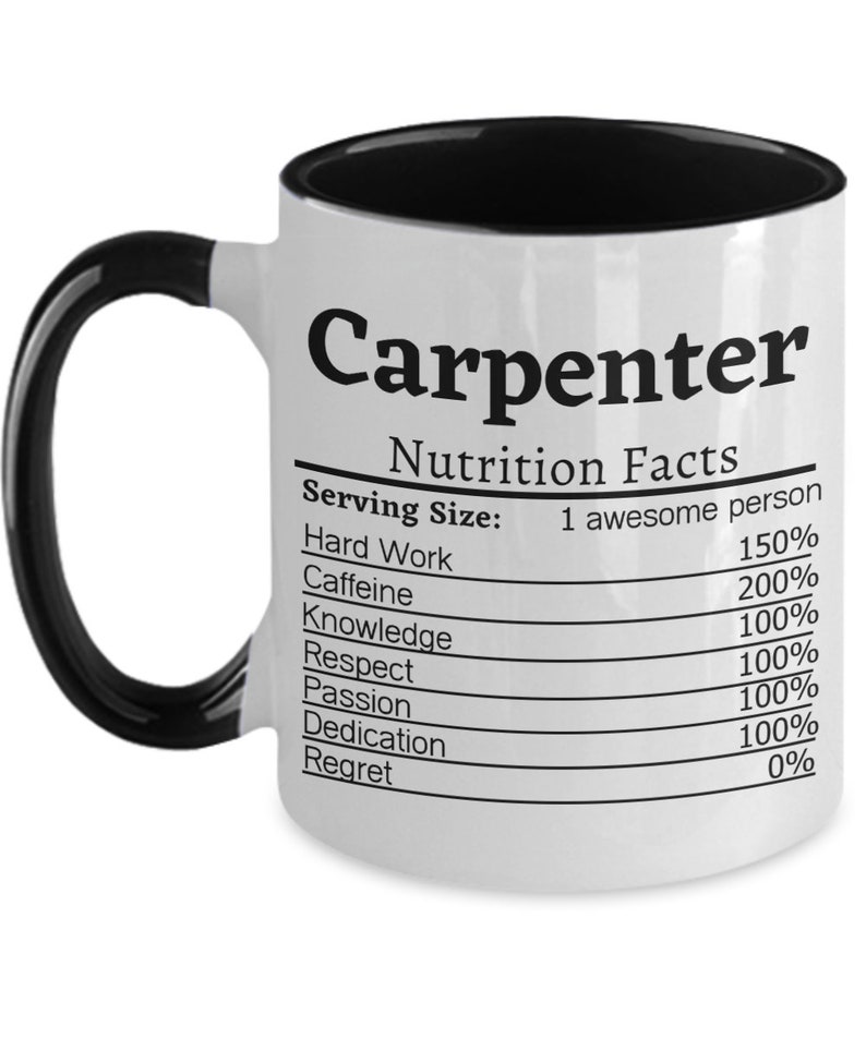 Carpenter Nutrition Facts Mug Carpenter Gift for Carpenter Gift Ideas ...