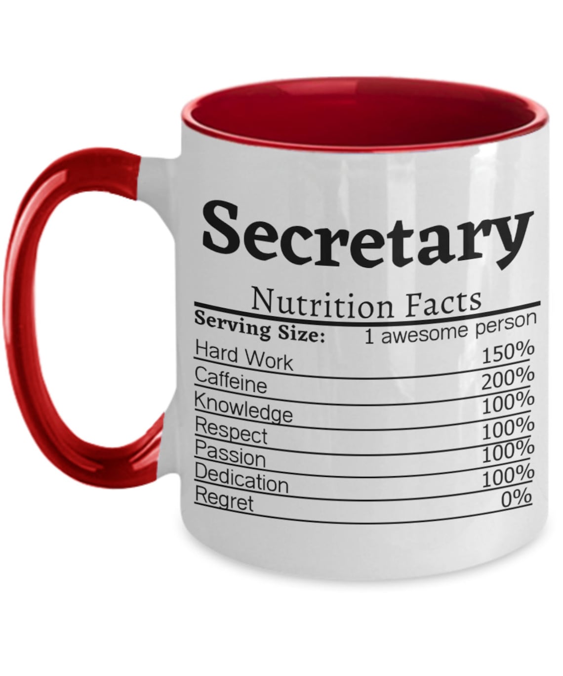 Secretary Nutrition Facts Mug Secretary Gift for Secretary Gift Ideas ...