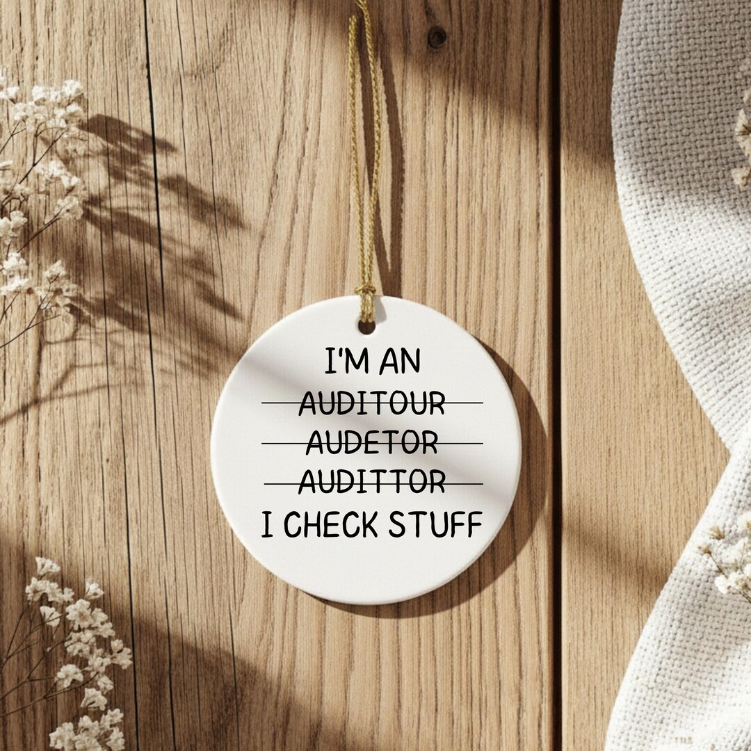 Funny Auditor Mispelled Gift Ornament | 'I Check Stuff' CPA Present for ...