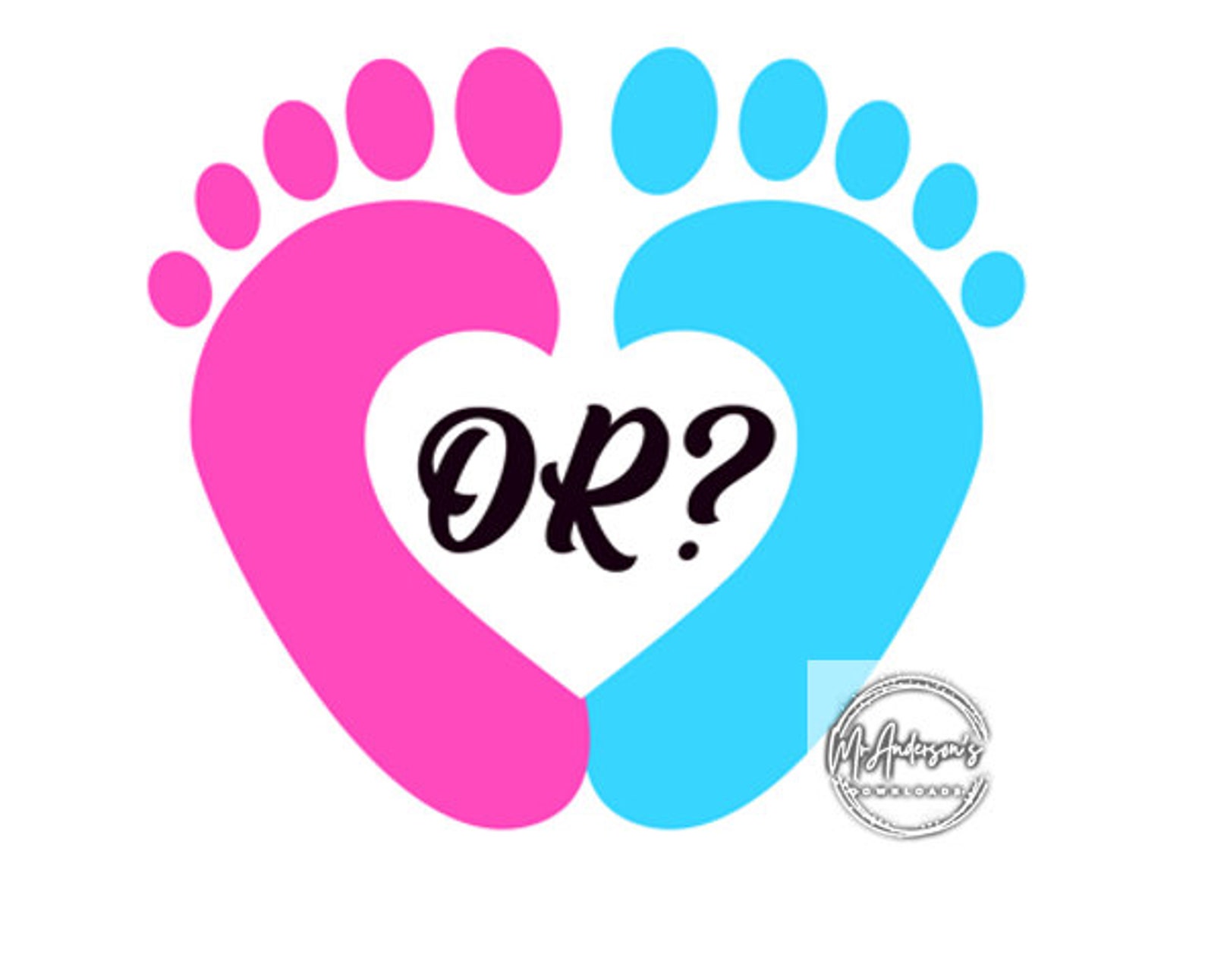 Baby Footprints Digital Design for Gender Reveal, Baby Shower ...