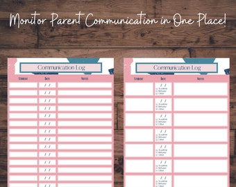 Daily Communication Log for Teachers, Classroom Communication Log ...