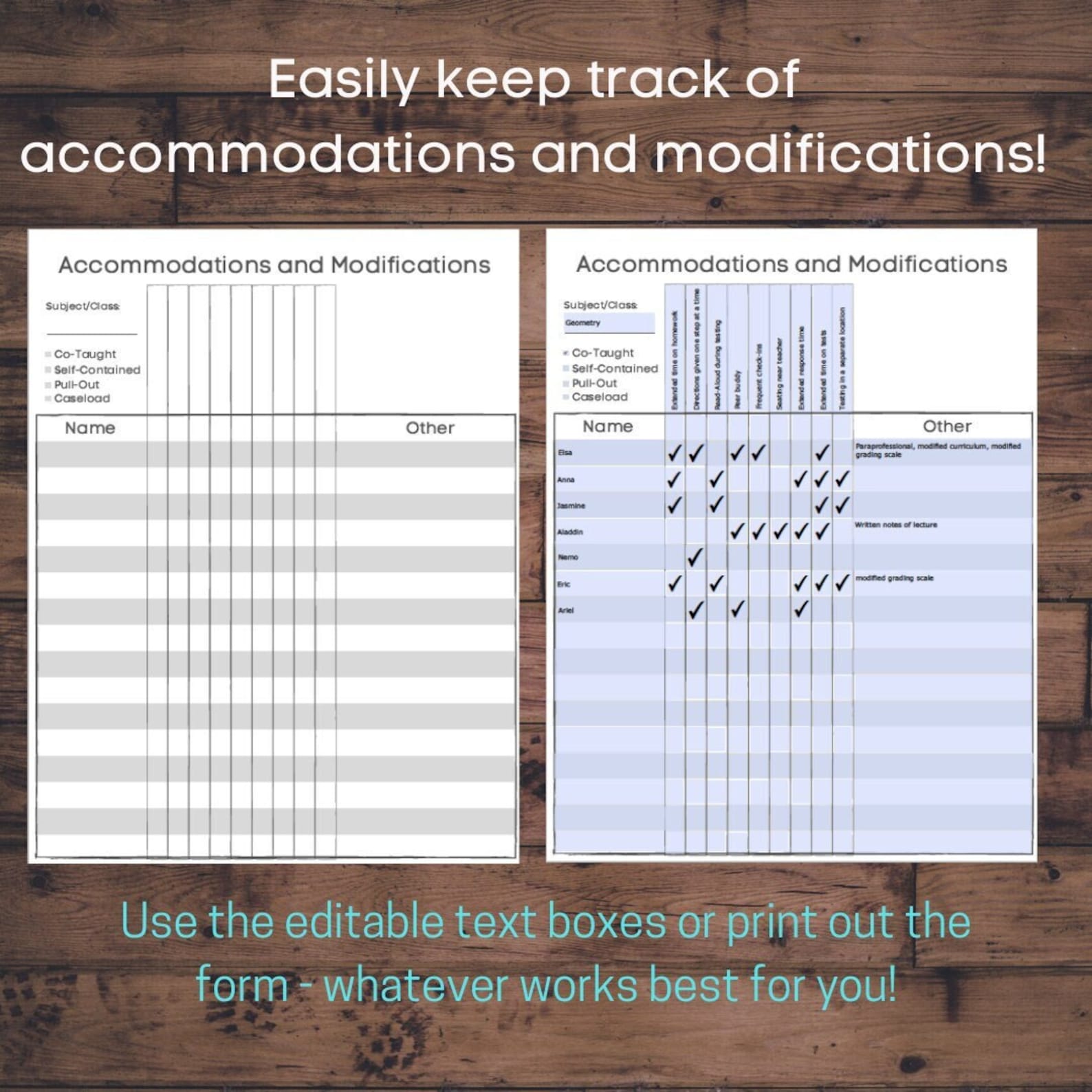 Accommodation/modification Tracker (fillable) - Etsy