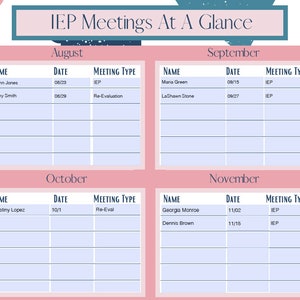 IEP at A Glance Yearly Planner (fillable) - Etsy
