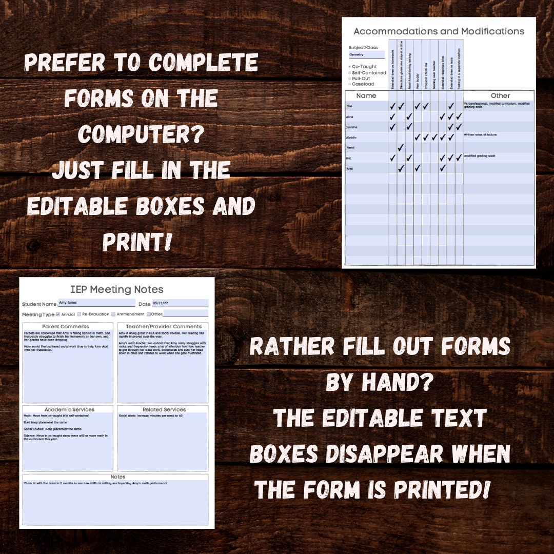 Special Education Planning Bundle fillable - Etsy