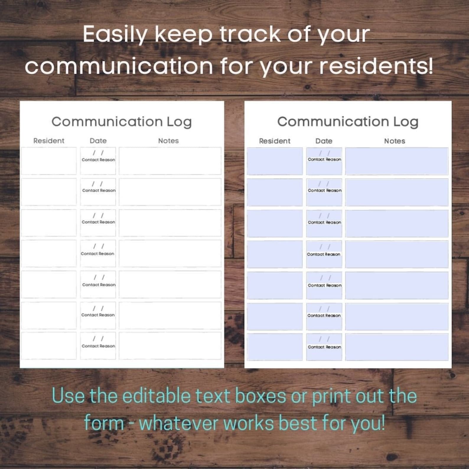 Resident Communication Log (fillable) - Etsy