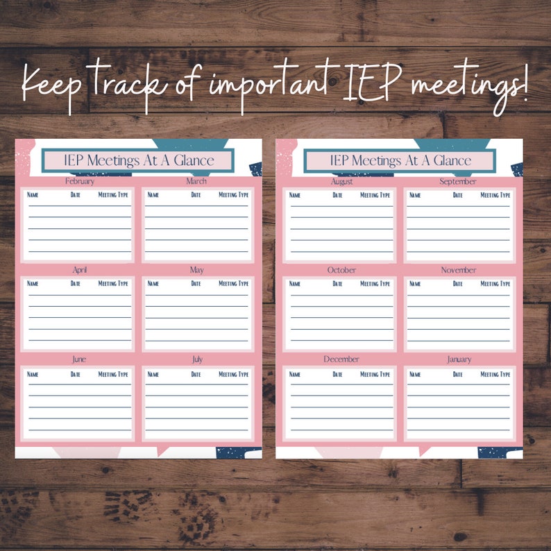 IEP at A Glance Yearly Planner (fillable) - Etsy