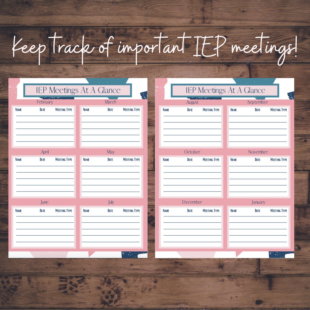 IEP at A Glance Yearly Planner (fillable) - Etsy