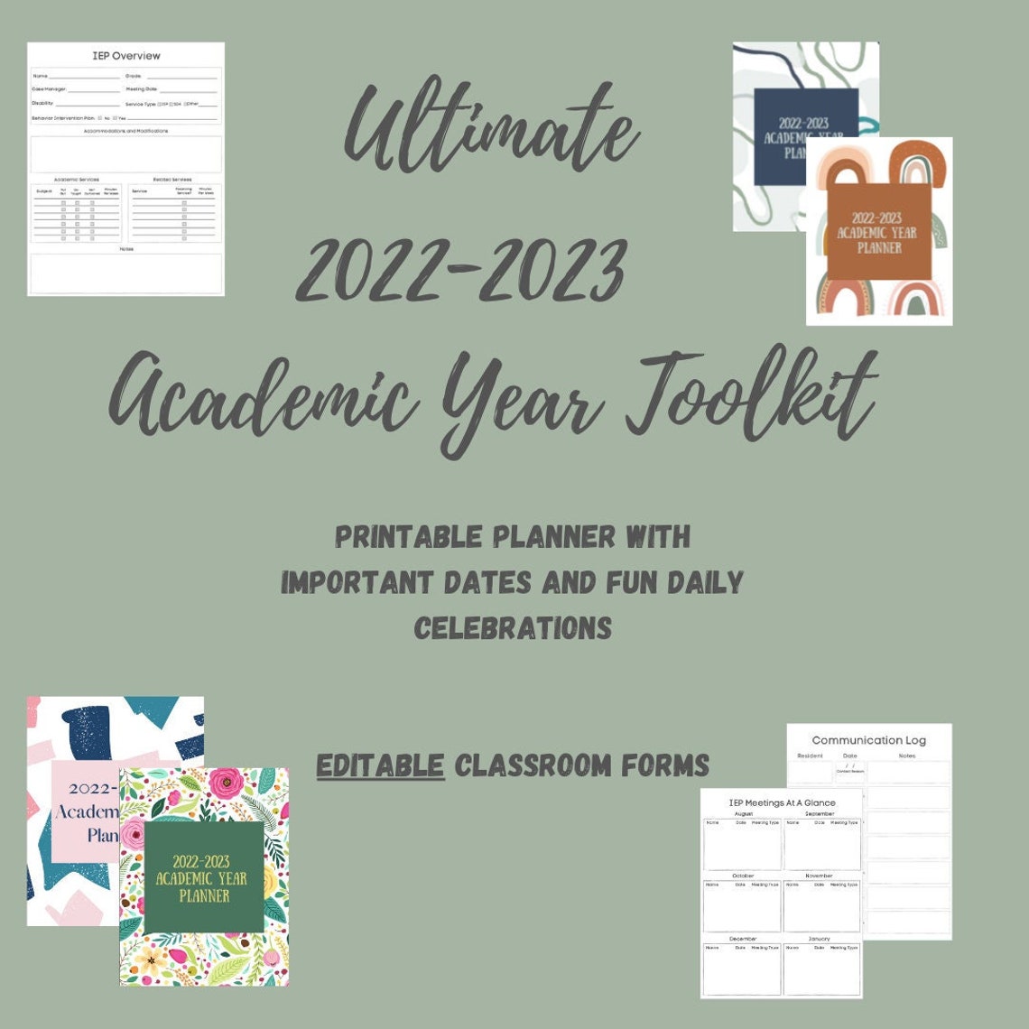 Ultimate 2022-2023 Teacher Toolkit printable Planner, Fillable ...