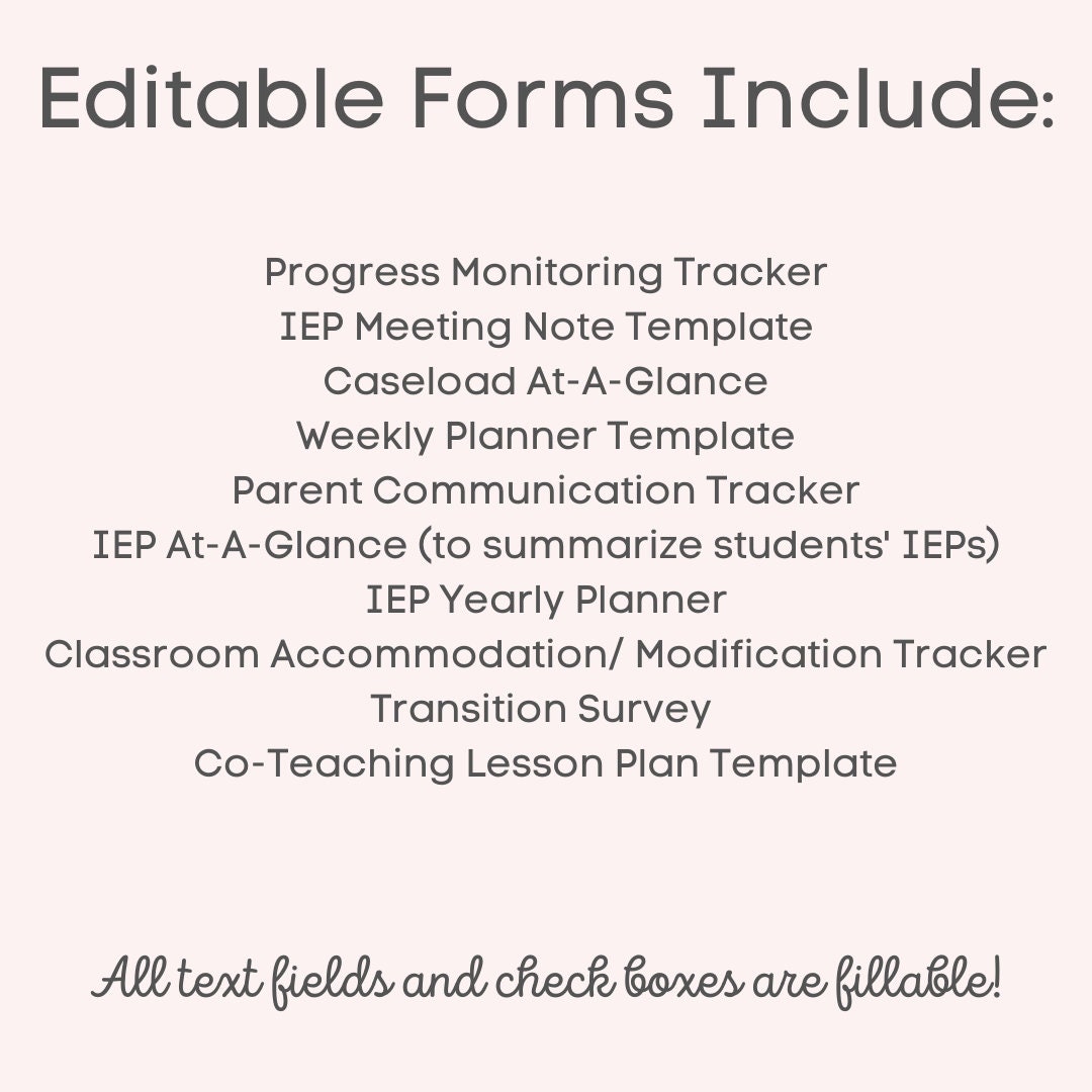 Special Education Planning Bundle fillable - Etsy