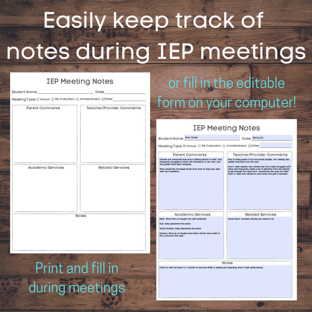 IEP Meeting Note Tracker (fillable) - Etsy