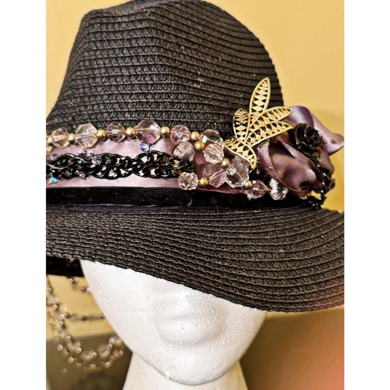 Black “many Eras” Vintage Chain Waterfall Hat - Etsy