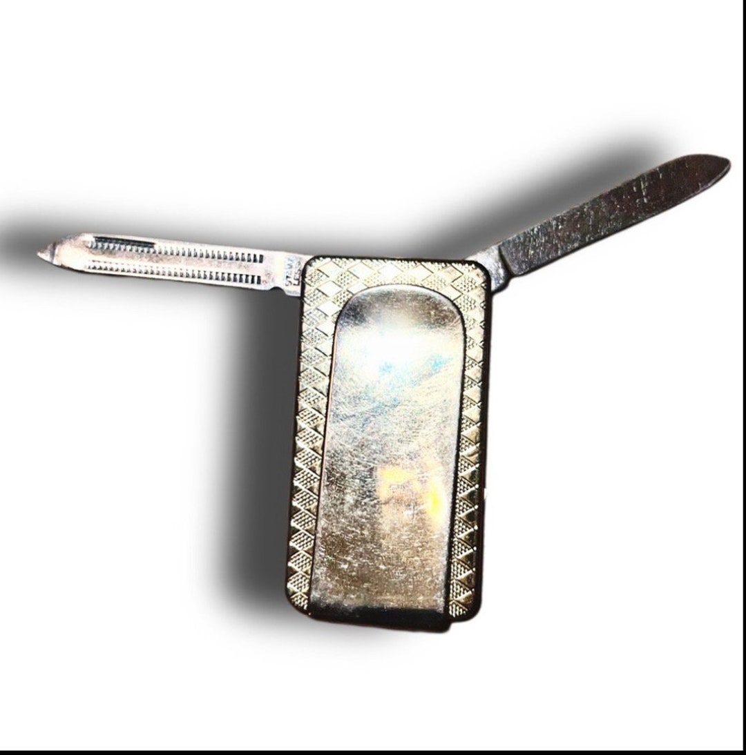 Vintage Signed Colonial Money Clip Pocket Knife & Nail File - Etsy