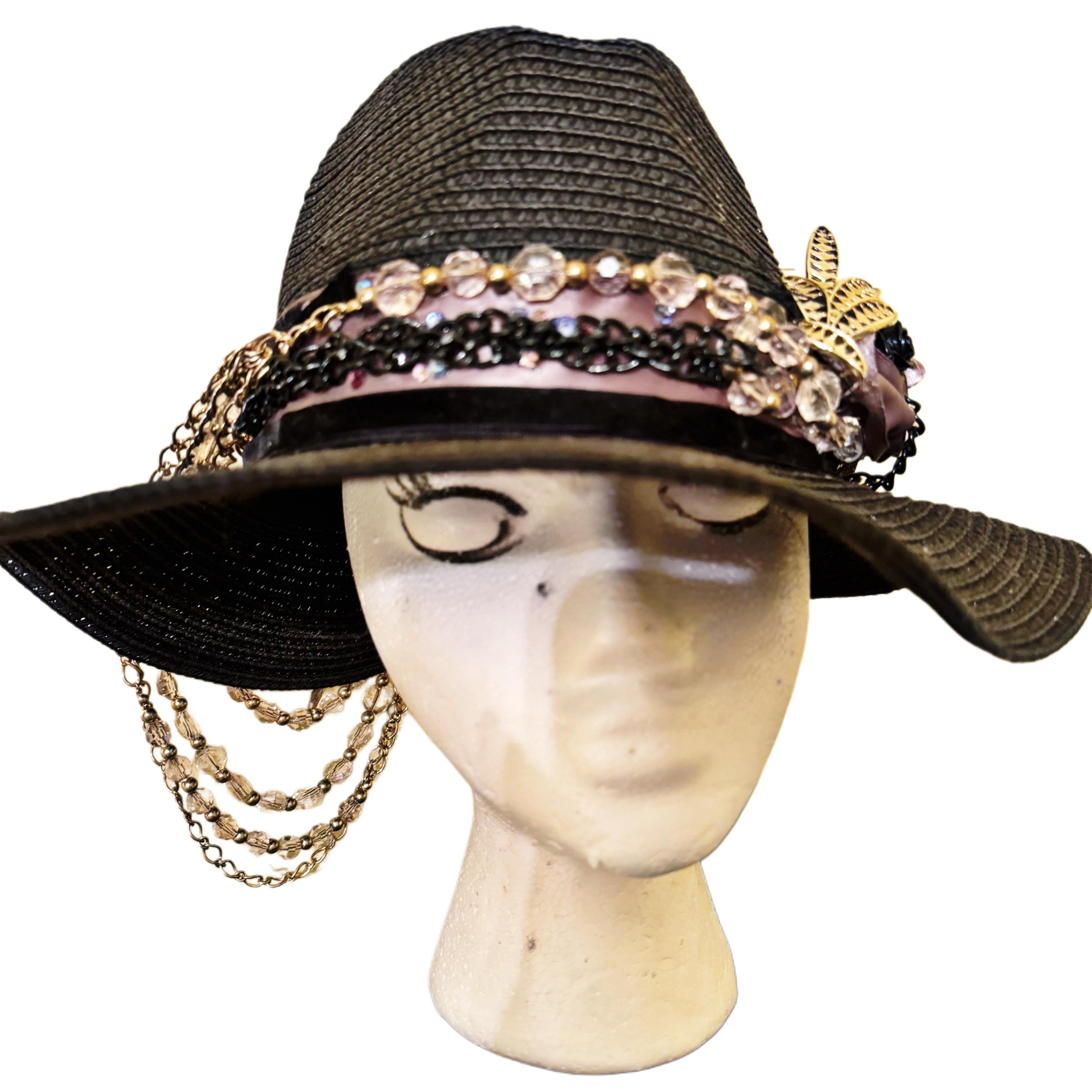 Black many Eras Vintage Chain Waterfall Hat - Etsy
