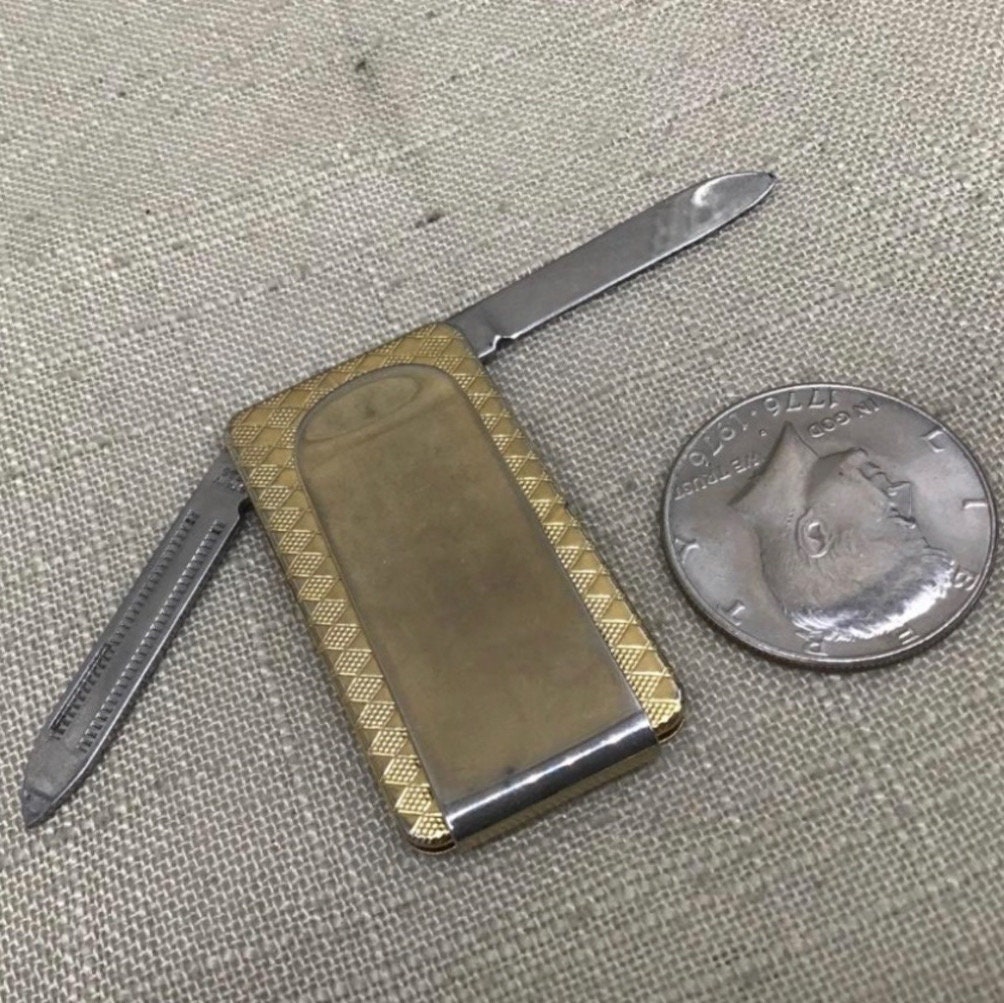 Vintage Signed Colonial Money Clip Pocket Knife & Nail File - Etsy