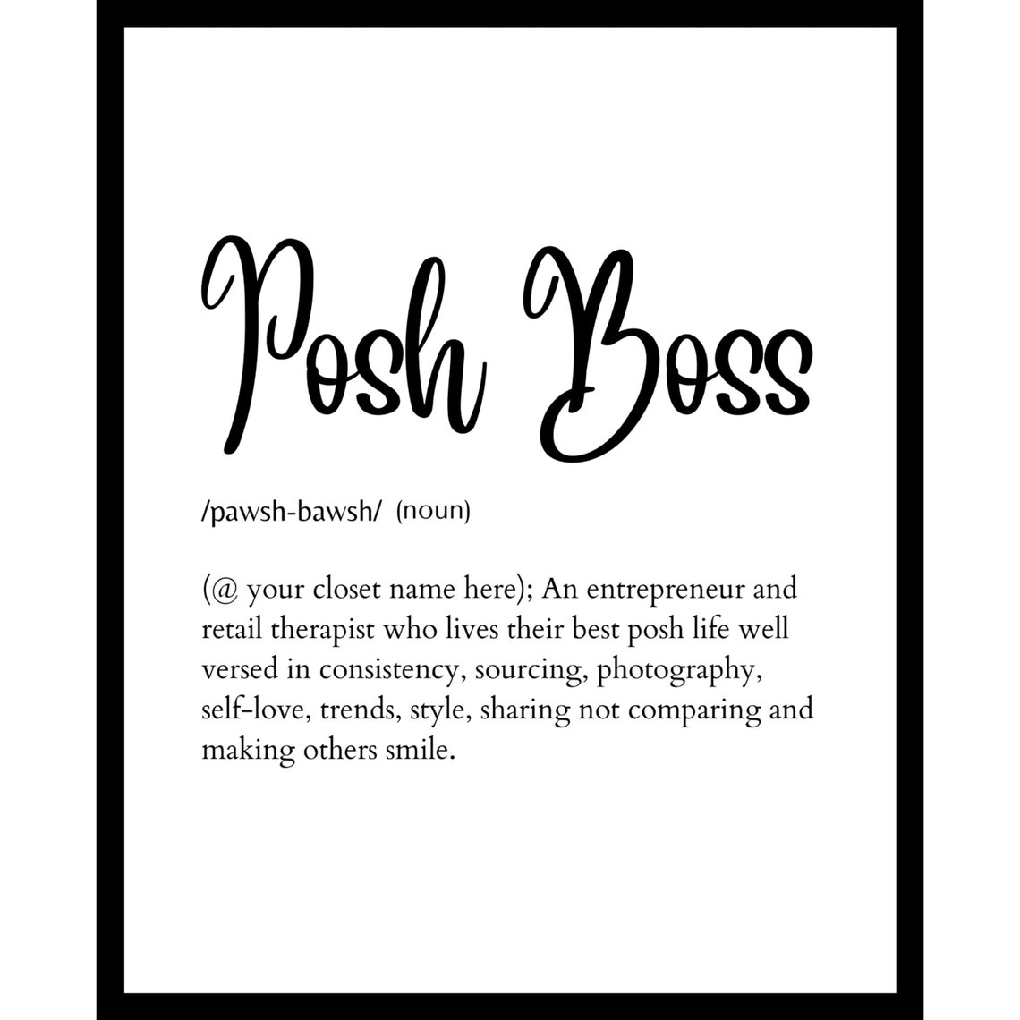 Posh Boss Poshmark Definition Print | Etsy
