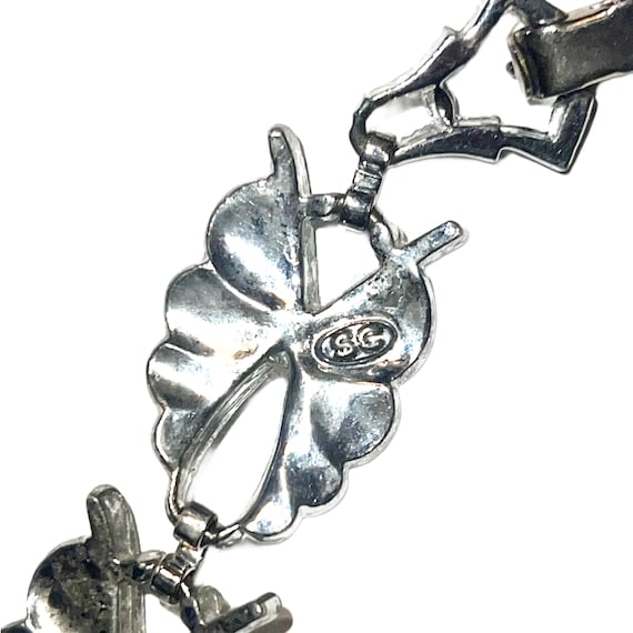 Vintage Signed Sarah Coventry Silver Leaf Bracelet - Gem