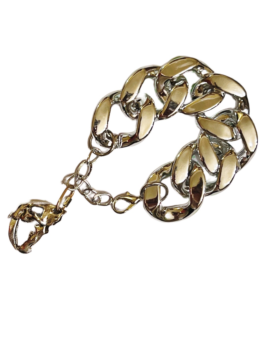 Sabertooth Tiger Silver Large Chain Link Bracelet - Etsy