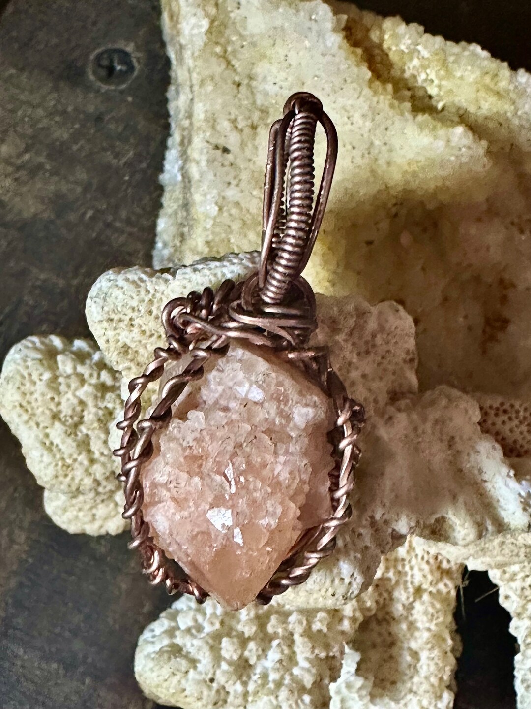 Pecos Diamond in Copper - Wire Wrapped Pendant - Etsy
