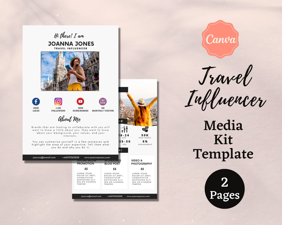 Travel Influencer Media Kit Canva Influencer Media Kit Template Content ...